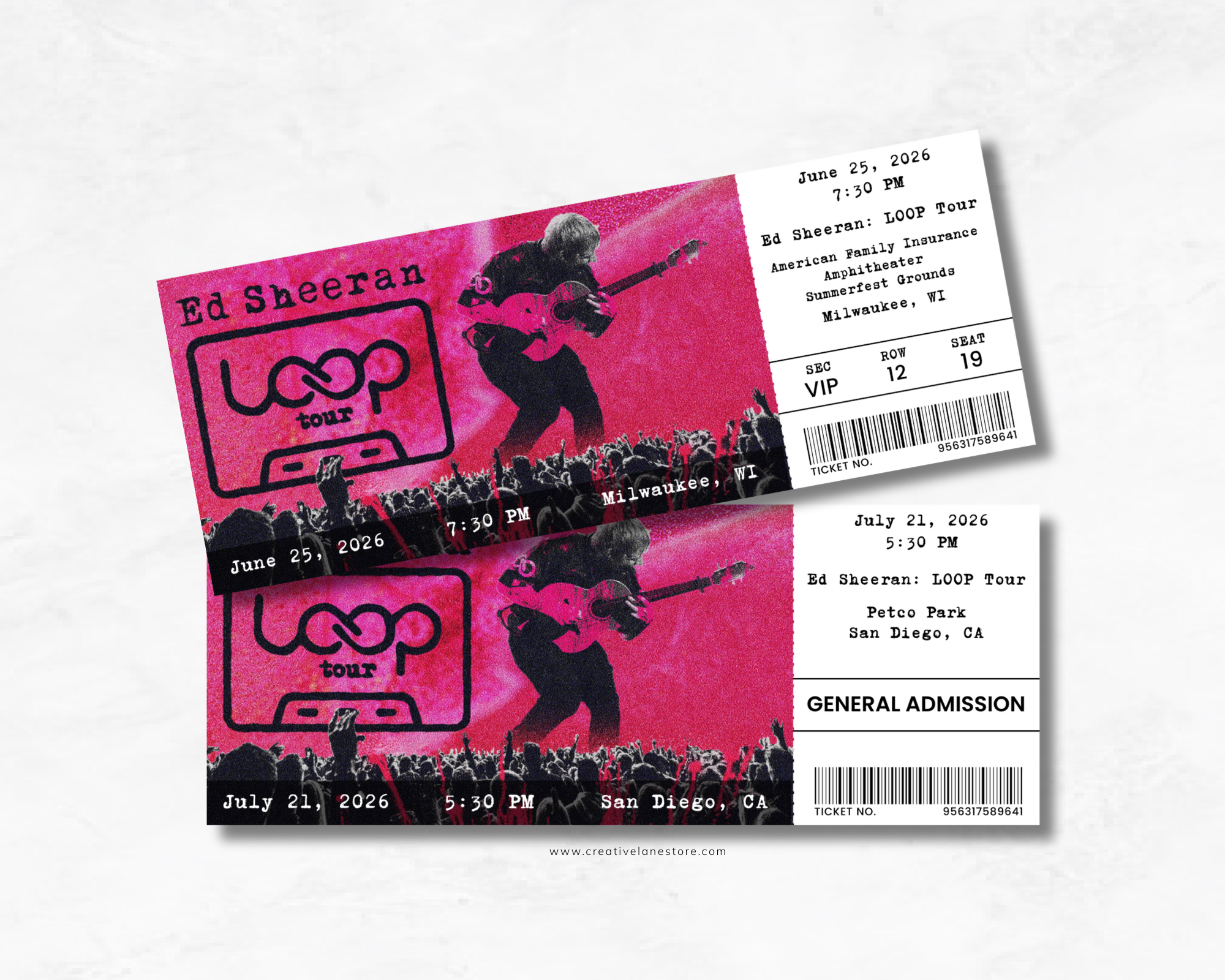 Ed Sheeran: Loop Tour Custom Concert Ticket – The Creative Lane